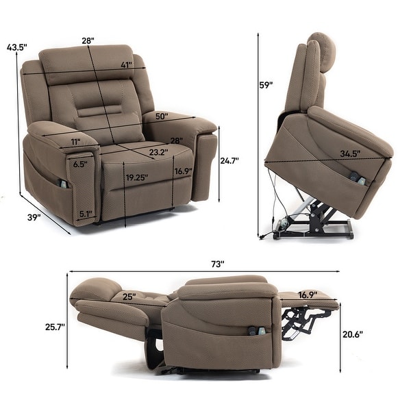 50-In Oversized Dual Motors Power Lift Recliner,Extra Wide Seat Lift ...