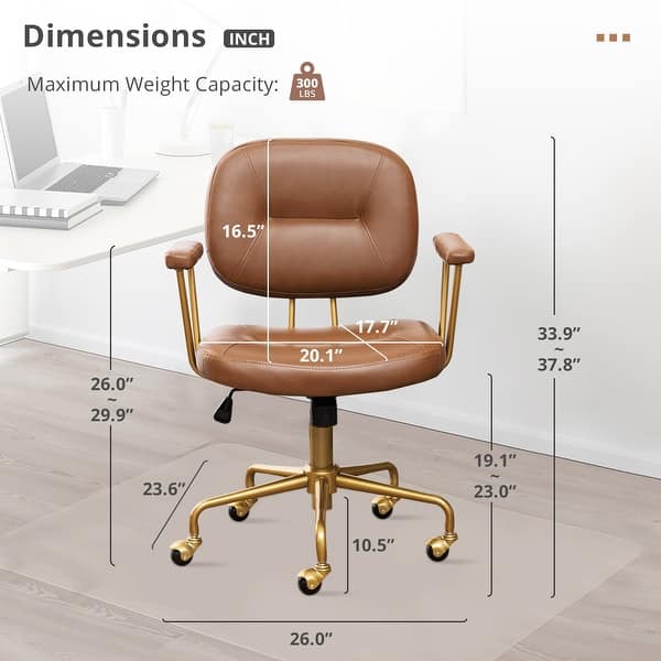 Rolling Desk Chair for Women Girls Vanity Chair with Wheels Tufted Home ...