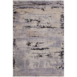 Contemporary Ziegler Charlene Gray Tan Hand-knotted Wool Rug - 10'10" x ...