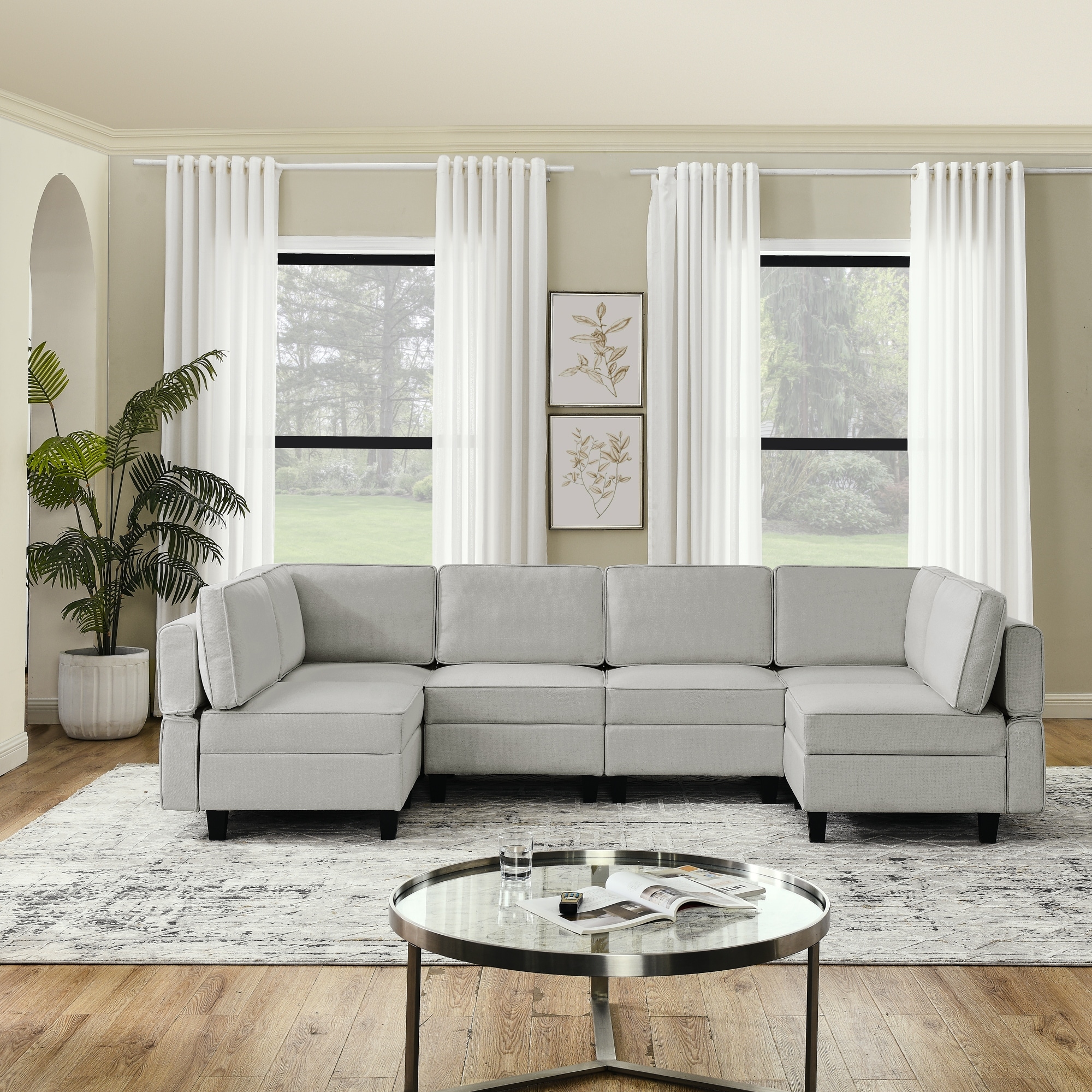 U Shaped Couch with Adjustable Armrests and Backrests 6 Seat Reversible Sofa Bed with Storage Seats for Living Room Apartment Bed Bath Beyond 40884086