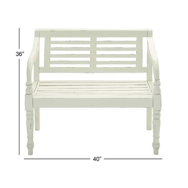 White Wood Farmhouse Bench - Bed Bath & Beyond - 10388511