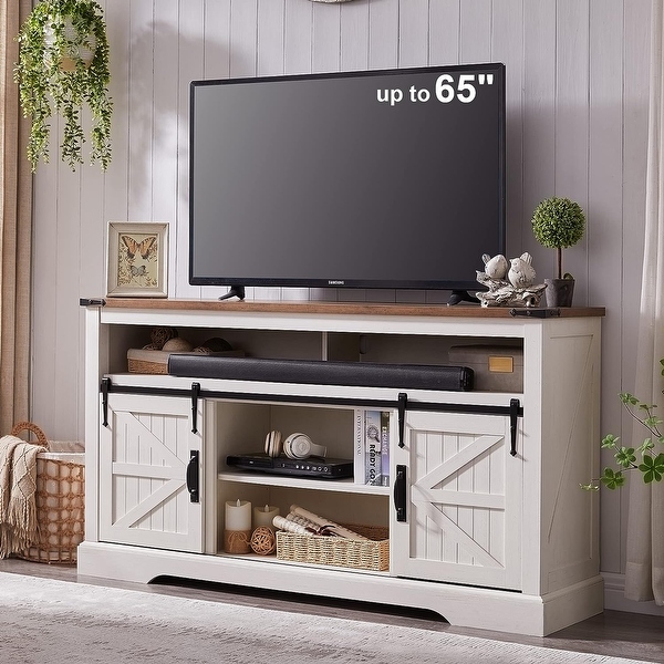 Farmhouse Wood TV Stand Highboy Entertainment Center Media Console On Sale Bed Bath Beyond 39959861