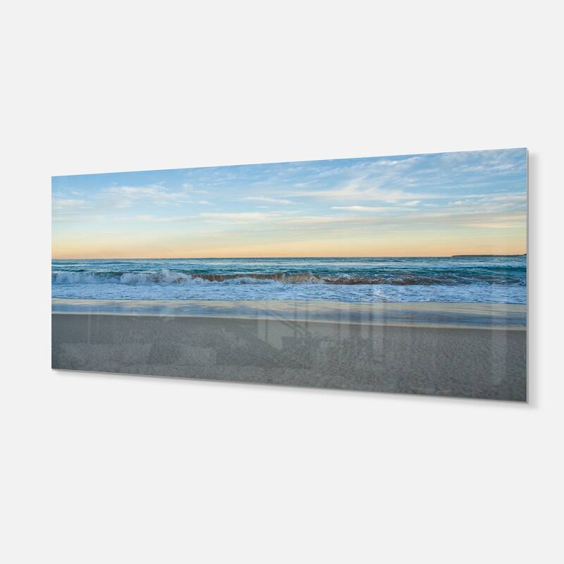 Blue Splashing Scene Beach - Large Seashore Glossy Metal Wall Art ...