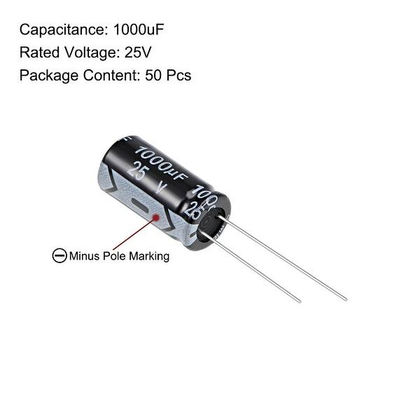 1000uF 25V Capacitor, Aluminum Electrolytic Capacitors 105C High Temp ...