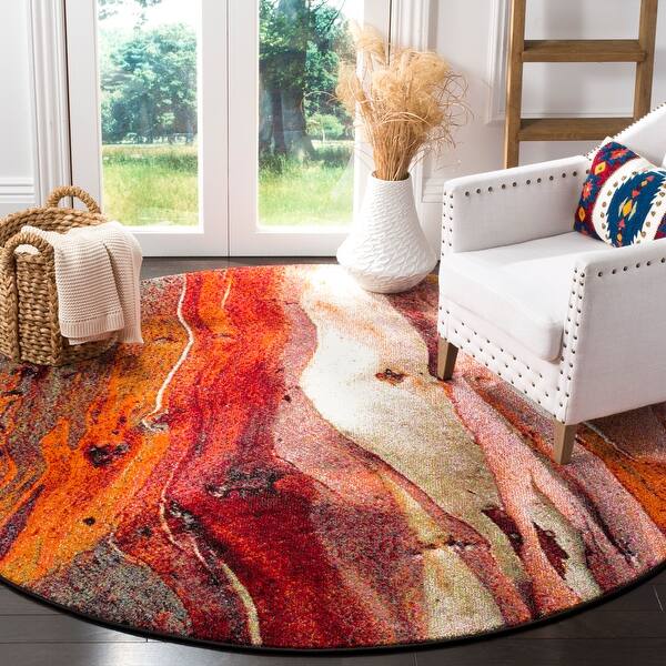 red abstract rug
