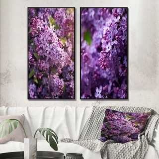 Designart "Purple Lilacs Fragrant Blossoms" Floral Framed Wall Art Set ...