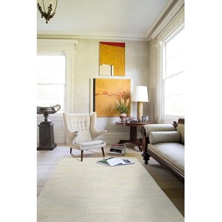 NuStory Ridge Hand Tufted Geometric 5' x 8' Area Rug in Ivory - 5' x 8 ...