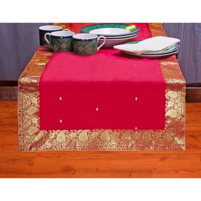 Fire Brick-Hand Crafted Table Runner (India) - Overstock - 21156288