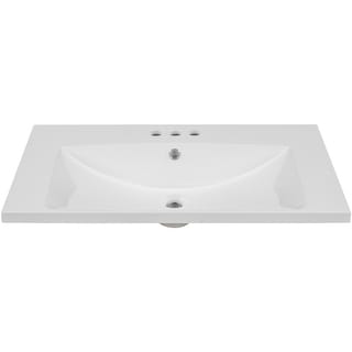 30 inch White Rectangular Ceramic Single Vanity Top with 4" Centerset ...