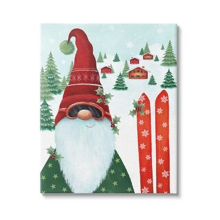 Stupell Gnome Skiing Winter Slopes Canvas Wall Art Design by Emma Leach ...