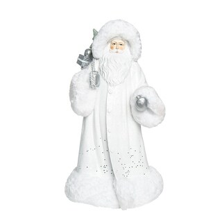 17" White Glam Santa with Gift Bag Christmas Tabletop Figurine - Bed ...