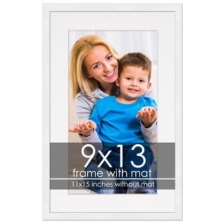 9x13 Frame with Mat - White 11x15 Frame Wood Made to Display Print or ...