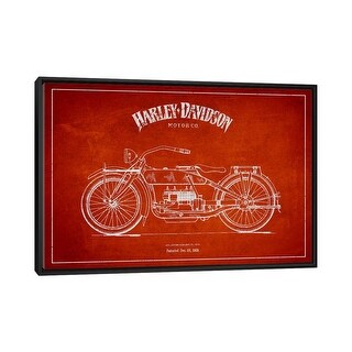 iCanvas "Harley-Davidson Red Patent Blueprint" by Aged Pixel Framed ...