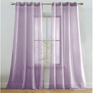Lavender Sheer Window Grommet Curtain Set 84" Inches Long ( 2 Panels ...