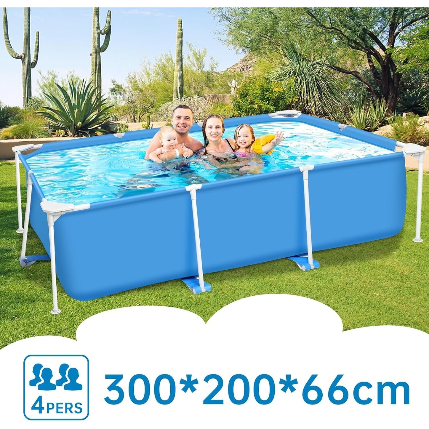 rectangular swimming pool above ground