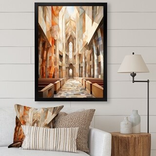 Designart "Cubist Chapel Religious Landscape I" Church Wall Decor ...