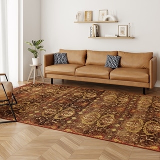 Amzad Hand Knotted Wool Rug, Twany Brown/Rust, Area Rug - Bed Bath ...