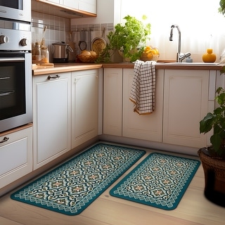 Ray Star Turquoise Vintage Medallion Decor Kitchen Mat - Bed Bath ...
