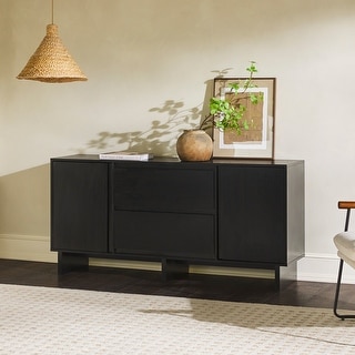Contemporary Sideboard with Beveled Drawer Fronts & Media Storage for ...