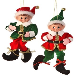 9" Fabric Red and Green Tidings Bendable Elf, 2 assorted - Bed Bath ...