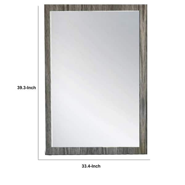 Noe 39 Inch Modern Wood Frame Rectangular Portrait Mirror, Grey - Bed ...