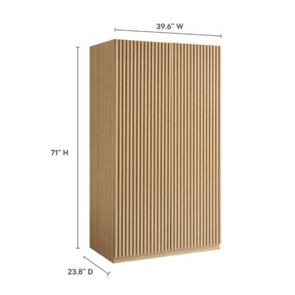 Vidalia Slatted 2-Door Oak Wooden Wardrobe Armoire - Bed Bath & Beyond ...