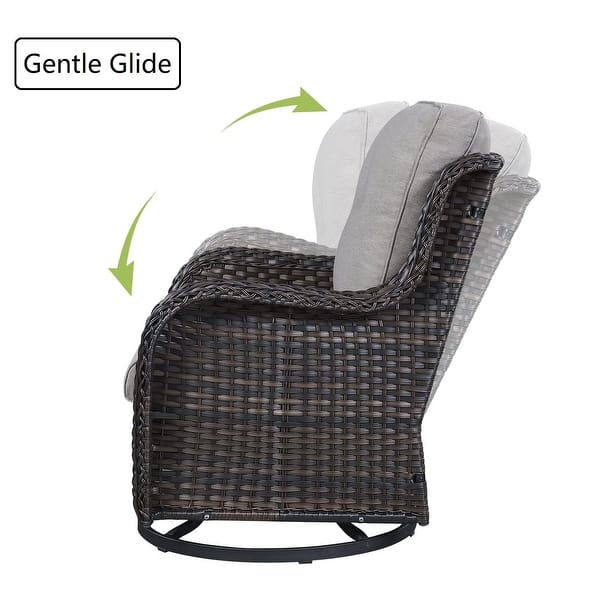 3 Piece Outdoor Wicker Swivel Rocker with Cushion & Table - On Sale ...