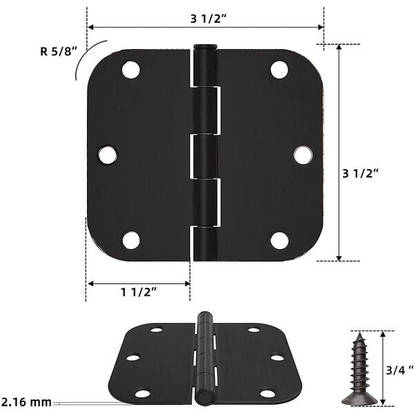 48 Pack 3-1/2 inch Oil Rubbed Bronze Door Hinges, Round Corner Hinges ...