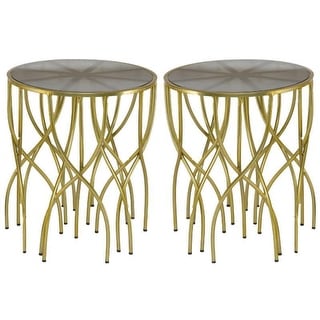 Round Octopus End Table in Gold and Clear Glass - Set of 2 - 54 x 84 ...