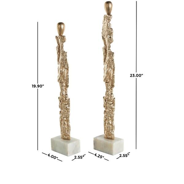 Gold Aluminum Metal Tall Textured Figurine Abstract Decorative ...
