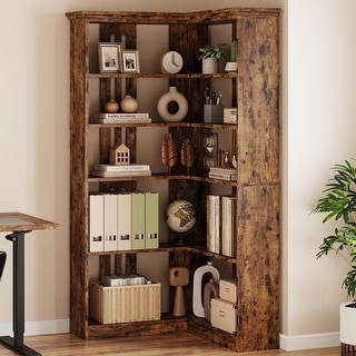 Farmhouse Bookshelf Corner Bookcase 72.8" Large Bookcase - Bed Bath ...