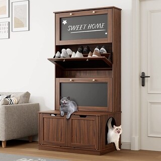 Cat Litter Box Enclosure Shoe Cabinets, Entry Litter Box Hall Tree ...