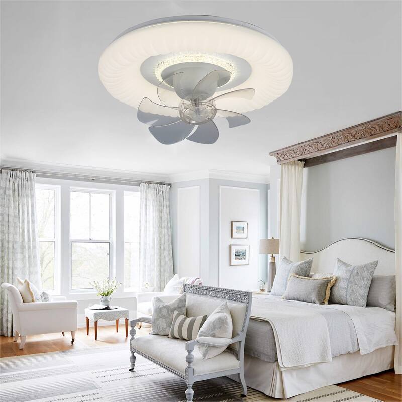Oaks Aura 20in. Italian Cream Low Profile Ceiling Fan with Light, 360 ...