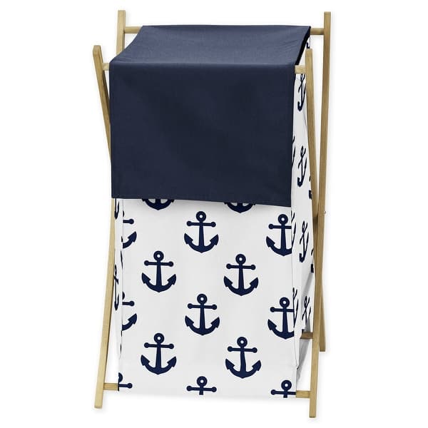 Navy Blue White Anchors Collection Laundry Hamper - Nautical Theme ...