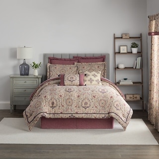 Waverly Castleford Damask 4 Piece Cotton Comforter Set - Bed Bath ...