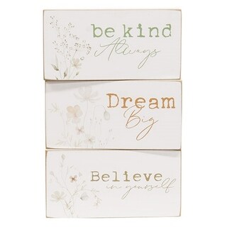 Dream Believe Be Kind Floral Block 3 Asstd. - Height - 3.00 x Width - 0 ...