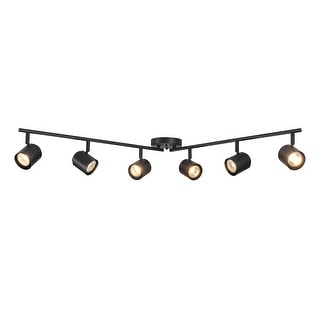 47" 6-Light Matte Black Foldable Track Lighting with Pivoting Track ...