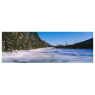 "Tress along a frozen lake, Piseco Lake, Oxbow Lake, Adirondack ...
