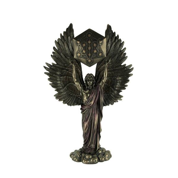 Archangel Metatron Holding Up Sacred Geometry Cube Statue - 13.75 X 9 X ...