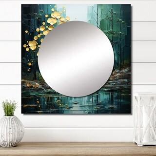 Designart "Drip Natures Pulse River I" Drip Painting Wall Mirror ...