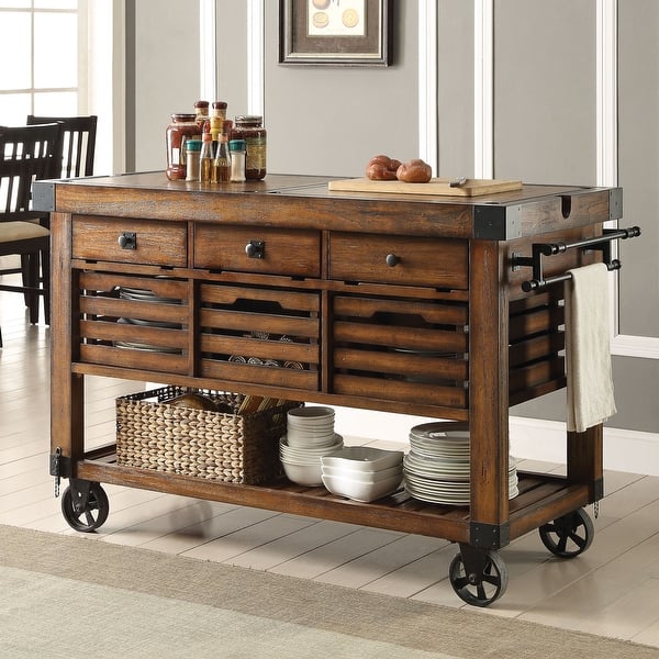 Carbon Loft Harvey Distressed Chestnut Kitchen Cart - On Sale - Bed ...