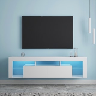 16 Colors LED Lights TV Stand Wall Mounted Floating TV Console TV ...