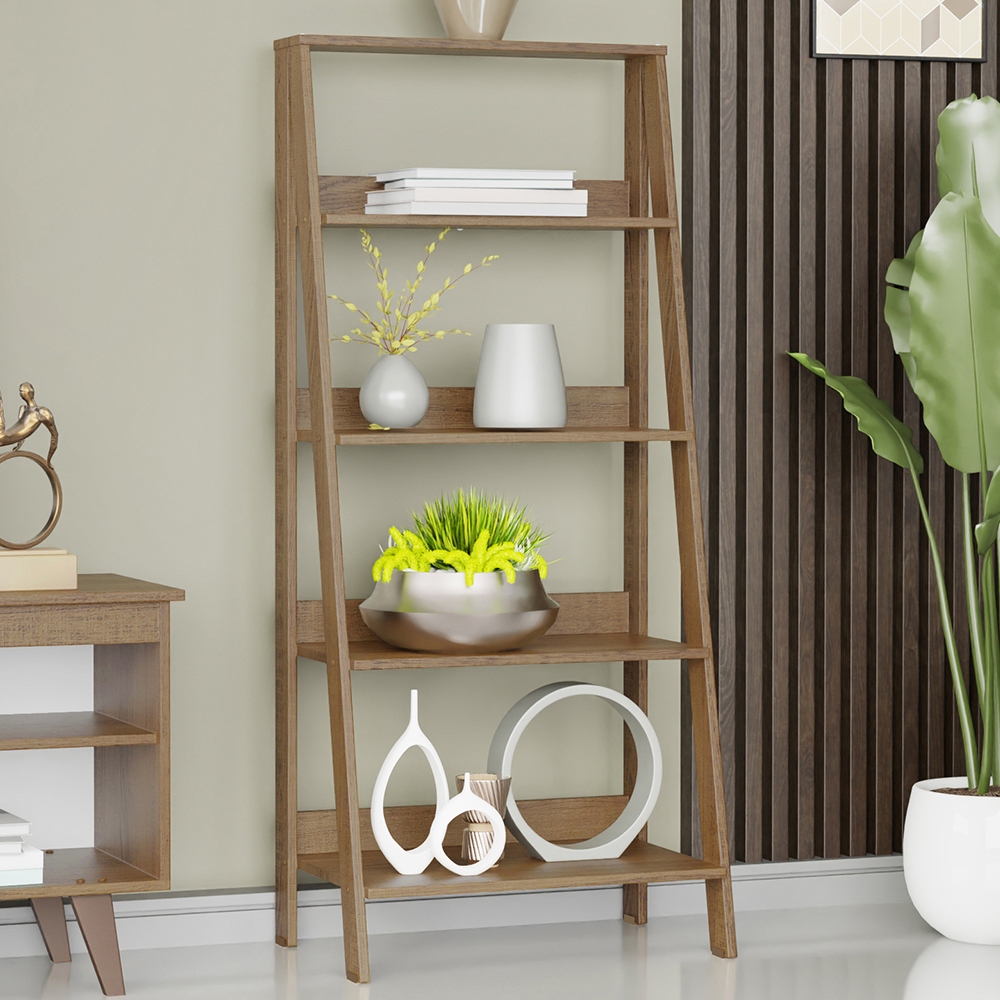 Madesa Modern 5 Tier Ladder Shelf Pantry Storage Space 24 Inch Free Standing Bookshelf Home Office Study Room and Kitchen On Sale Bed Bath Beyond 38163630