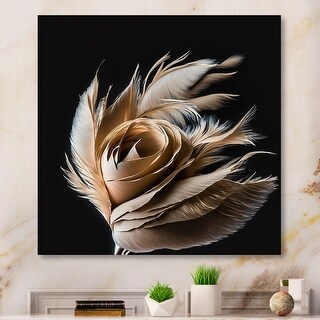 Designart "Pink Feather Rose On Black II" Floral Rose Canvas Wall Art ...