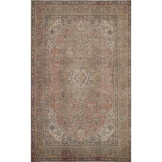 Distressed Tabriz Persian Vintage Rug Hand-knotted Pink Wool Carpet - 6 ...