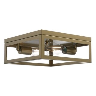 Square Ceiling Light Burnished Brass Finished 2 Light Bulbs Included ...