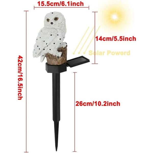 Waterproof Solar LED Owl Landscape Light for Garden Yard in White - Bed ...