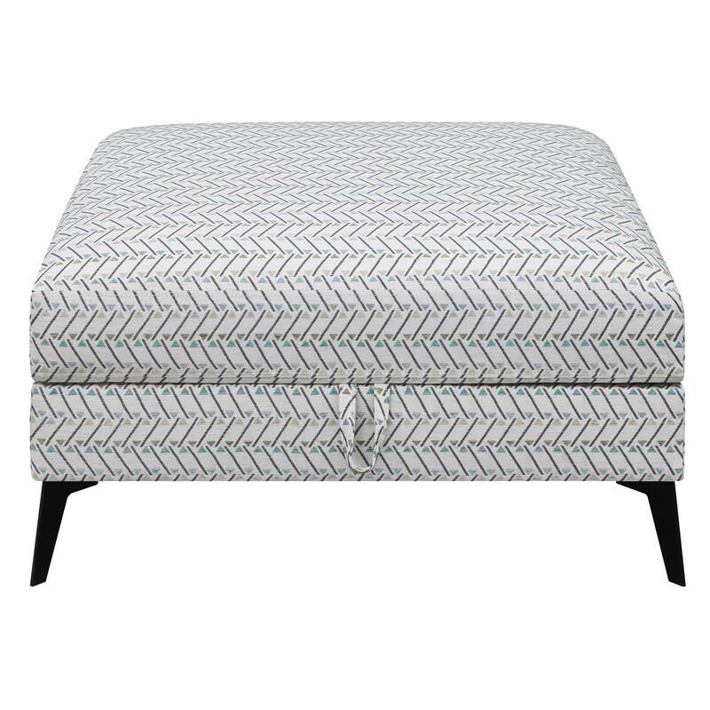 Harrison Grey and Black Upholstered Storage Ottoman - Overstock - 36000149