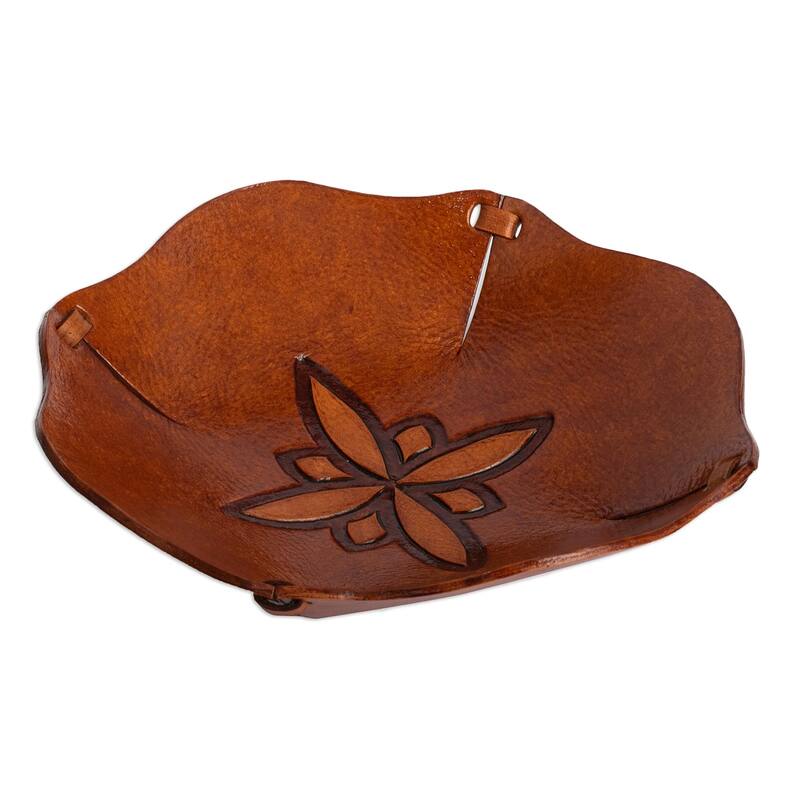 Novica Handmade Andean Flower Leather Catchall - Overstock - 37609723