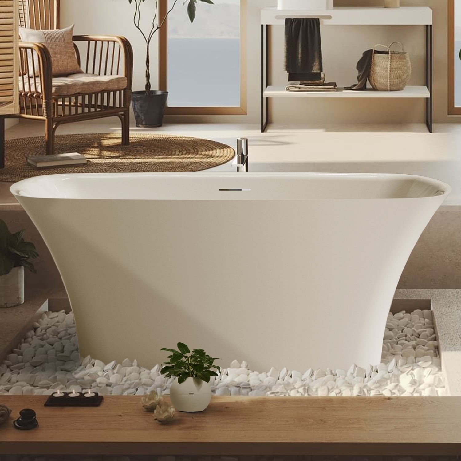 Alvana 69'' Freestanding Bathtub Solid Surface Soaking Tubs - On Sale ...